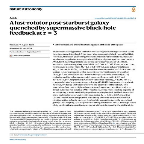 A fast-rotator post-starburst galaxy quenched by supermassive black ...