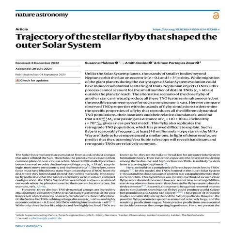 Trajectory of the stellar flyby that shaped the outer Solar System | PDF