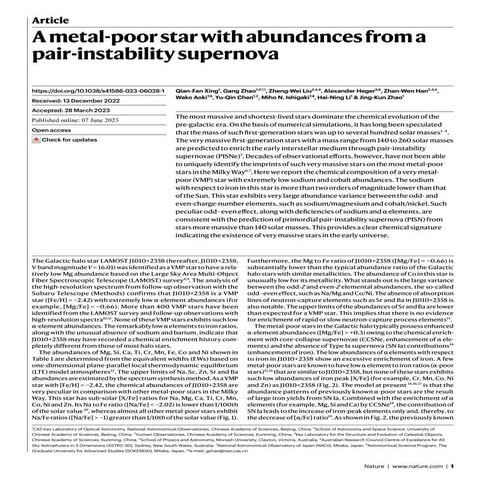A metal-poor star with abundances from a pair-instability supernova | PDF