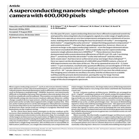 A Superconducting Nanowire Single Photon Camera With 400 000 Pixels Pdf
