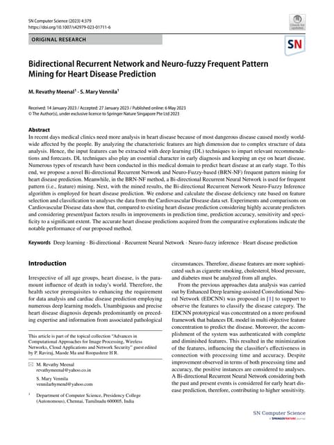 Hybrid CNN and LSTM Network For Heart Disease Prediction | PDF