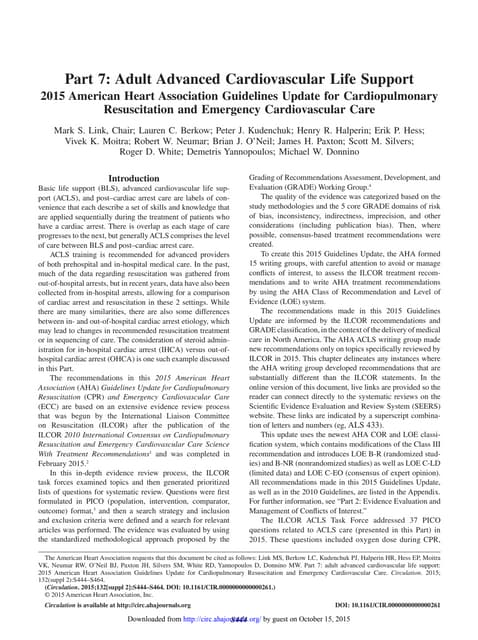 AHA ACLS BLS CPR Guideline 2020 | PDF | First Aid | Injuries