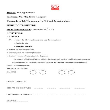 S4 biology, dec. exam 2nd term, 2015 act | PDF