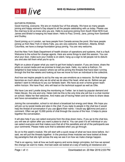 School for Change Agents E-learning modules transcript | PDF