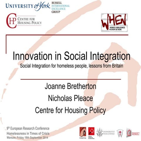 Innovation in Social Integration: Social Enterprise, Social Integration ...