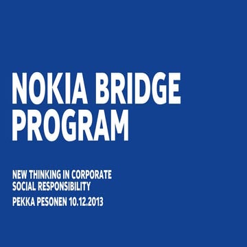 Eettiset yt:t – voiko niitä käydä?: Pekka Pesonen: Nokia Bridge Program ...