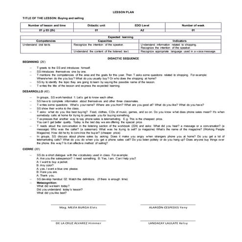 sesiones del area ingles | PDF