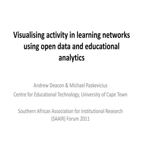 Visualising activity in learning networks using open data and ...