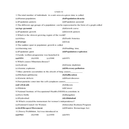 ENVIRONMENTAL SCIENCE MCQ | DOCX