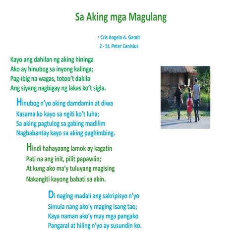 Sa Aking Mga Magulang ni Cris Angelo Gamit | PPTX