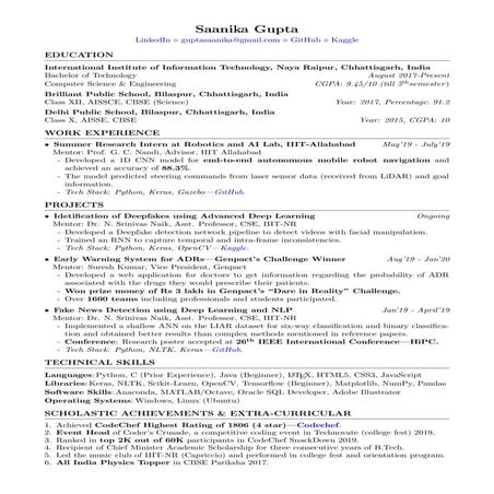 Saanika_Gupta_Resume | PDF | Programming Languages | Computing