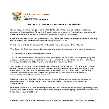 Saa statement business rescue | PDF