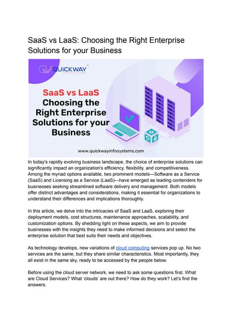 Full Guide on Software as a Service (SaaS) | PDF | Cloud Computing ...
