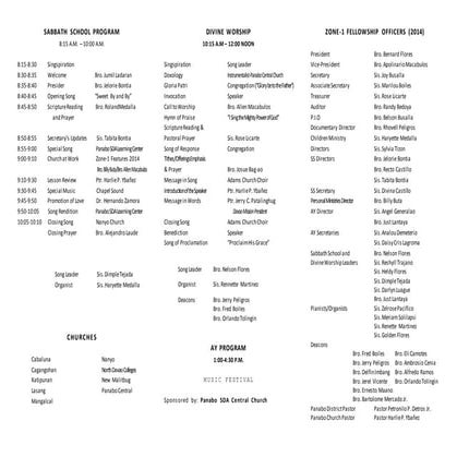 Sabbath school program | DOCX