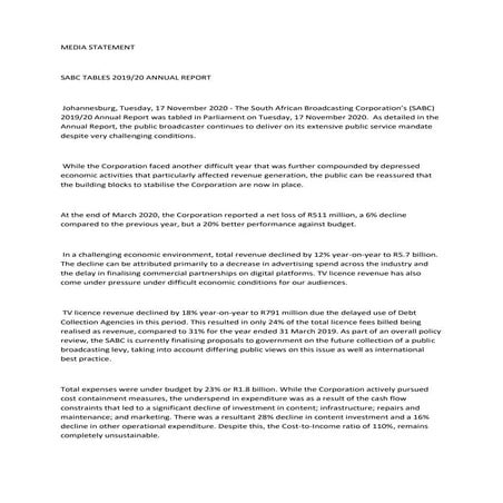 Sabc financials media statement | PDF