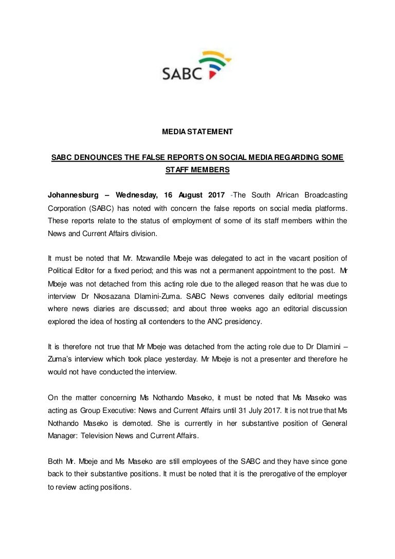 Sabc media statement