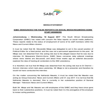Sabc media statement | DOCX