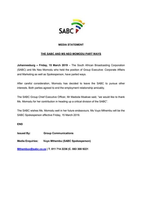 Sabc media statement | PDF