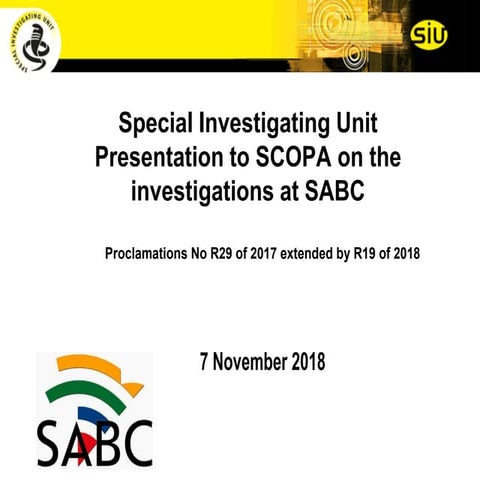 SABC presentation to Scopa 6 November 2018 for public hearing | PPT