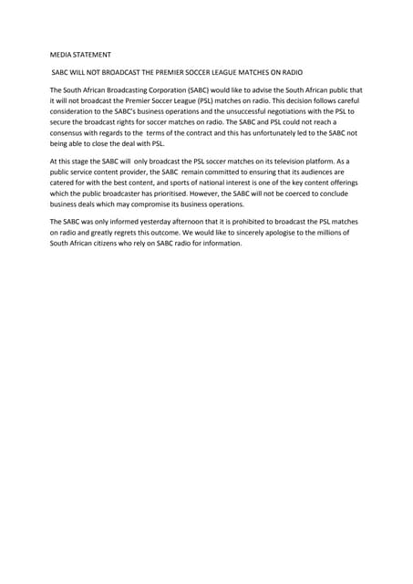 Sabc & Marawa media statement | PDF