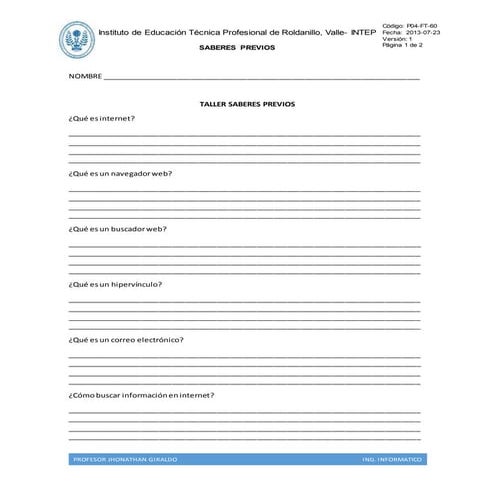 Saberes previos | DOCX