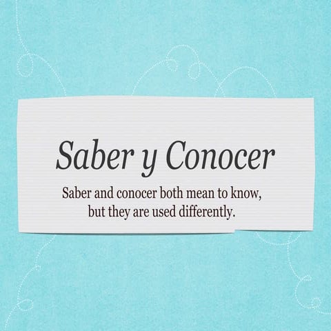 Saber y conocer | PPTX