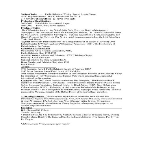 Sabina clarke resume | DOC