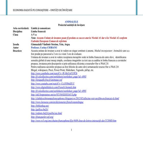 Proiect curricular EBC- Unitate de_învățare-Franceză | PDF