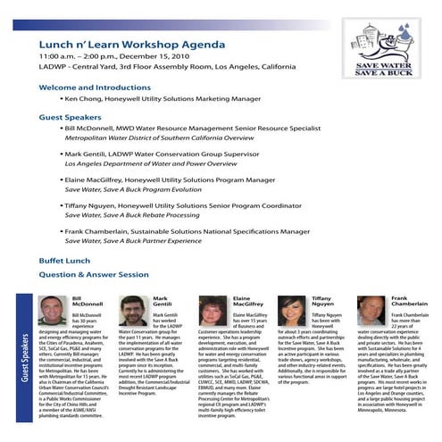 MWD LADWP Lunch N Learn Workshop Agenda 121510 | PDF