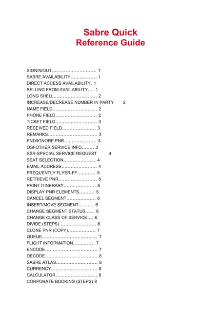 Gds quick reference guide | PDF