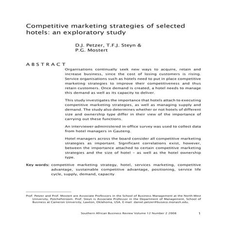 SWOT Analysis and Competition Approaches of Hotels in Guangzhou | PDF