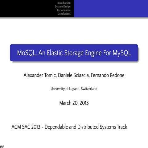 MoSQL: An Elastic Storage Engine for MySQL | PDF | Databases | Computer ...