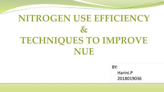 Improving Nitrogen Use Efficiency In Plants Hj Pptx