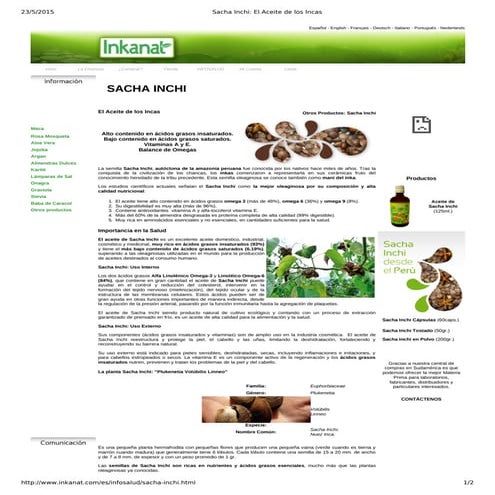 Sacha inchi el aceite de los incas | PDF