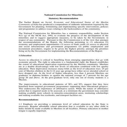 Sachar Committee Report | PPT