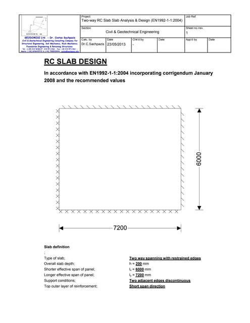 Sachpazis: Raft Foundation Analysis & Design BS8110:part 1-1997_plain slab with edge wall load ...