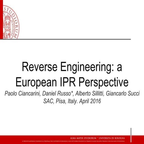 Reverse Engineering: a European IPR Perspective | PPT