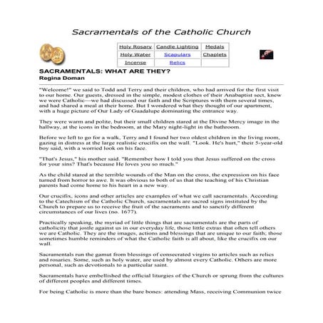Sacramentals of the catholic church | DOCX