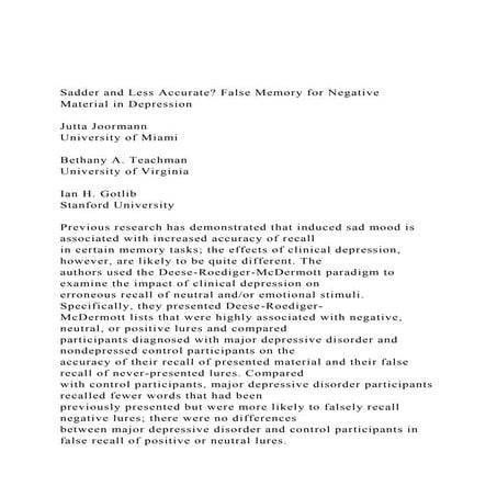 Sadder and Less Accurate False Memory for NegativeMaterial .docx
