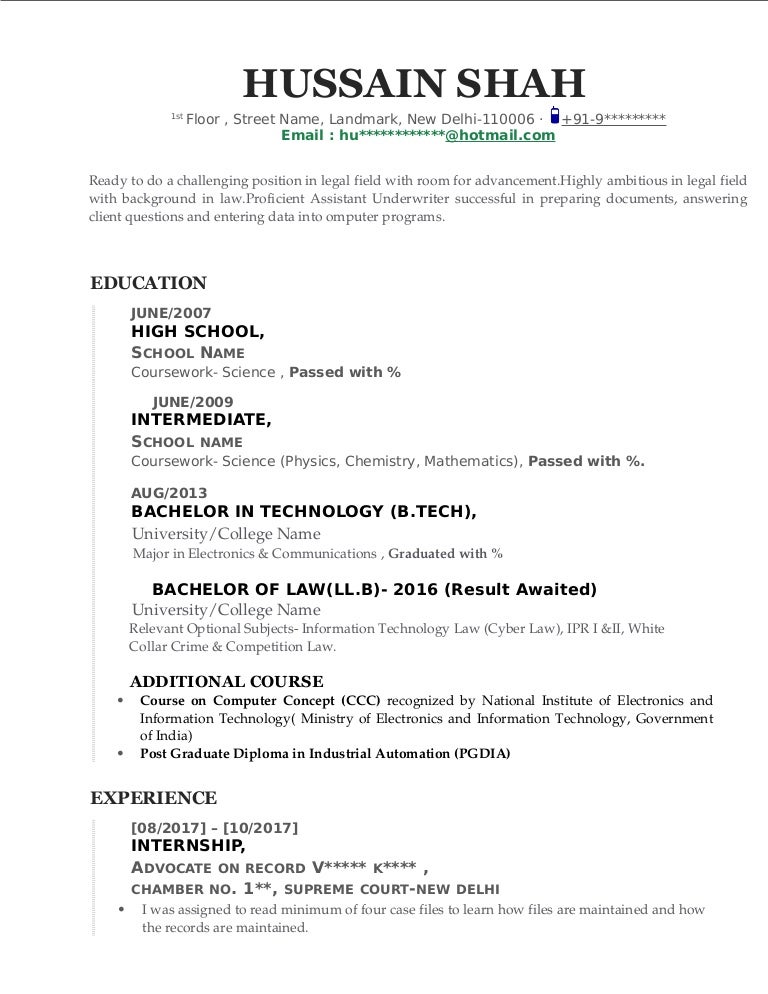 Sample CV For Fresh Law Graduate With Engineering Degree Sample CV For Fresh Law Graduate With Engineering Degree