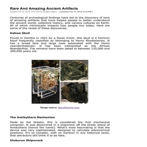 Rare And Amazing Ancient Artifacts | PDF