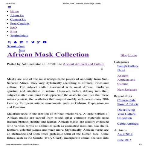 African Mask Collection | PDF