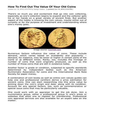 How To Find Out The Value Of Your Old Coins | PDF