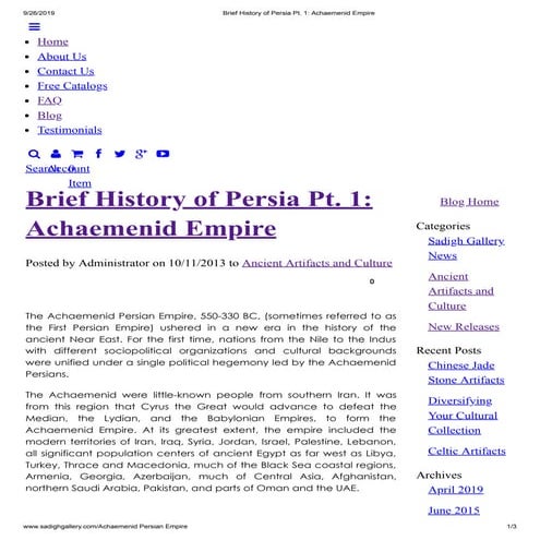 Brief History of Persia Pt, !: Achaemenid Empire | PDF