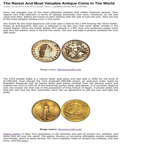 The Rarest And Most Valuable Antique Coins In The World | PDF
