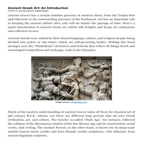 Ancient Greek Art: An Introduction | PDF