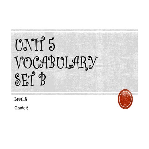 Sadlier unit 5set B.ppt vocabulary sadlier | PPT