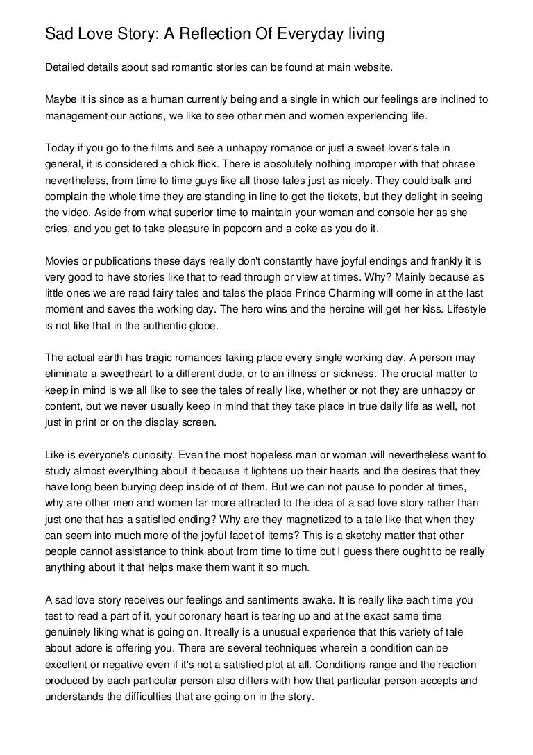 Sad Love Story A Reflection Of Everyday Living sad-love-story-a-reflection-of-everyday-living