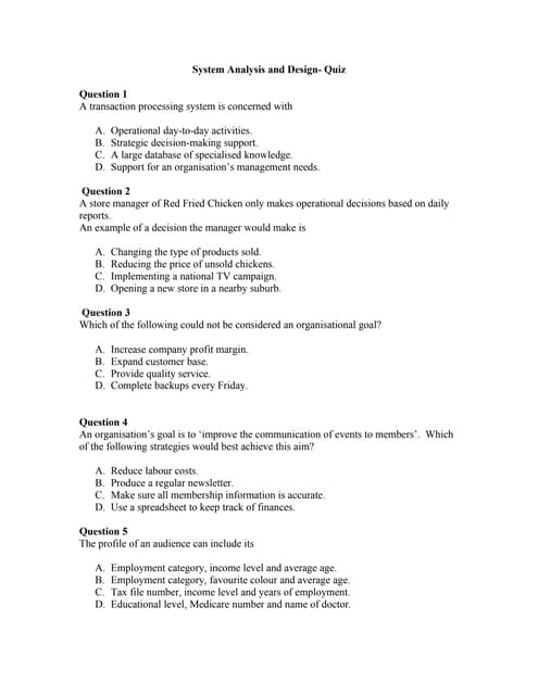 Sad sample paper - mcq answers | PDF