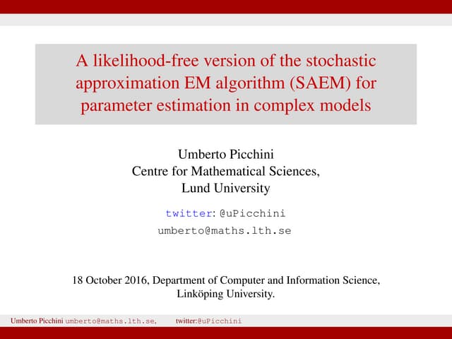 A Likelihood Free Version Of The Stochastic Approximation Em Algorithm Saem For Parameter